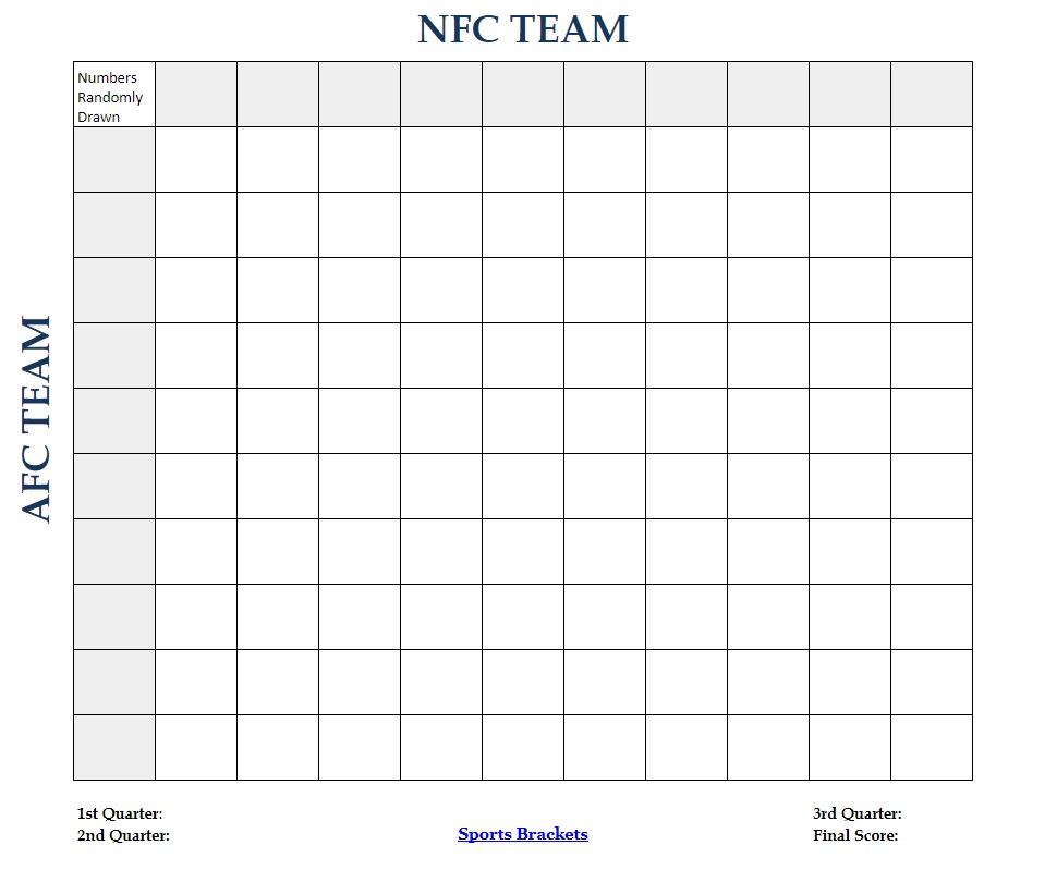 Printable Super Bowl Squares Bracket Sports Brackets