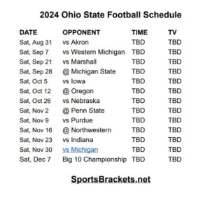 2024 Ohio State Football Schedule - Sports Brackets