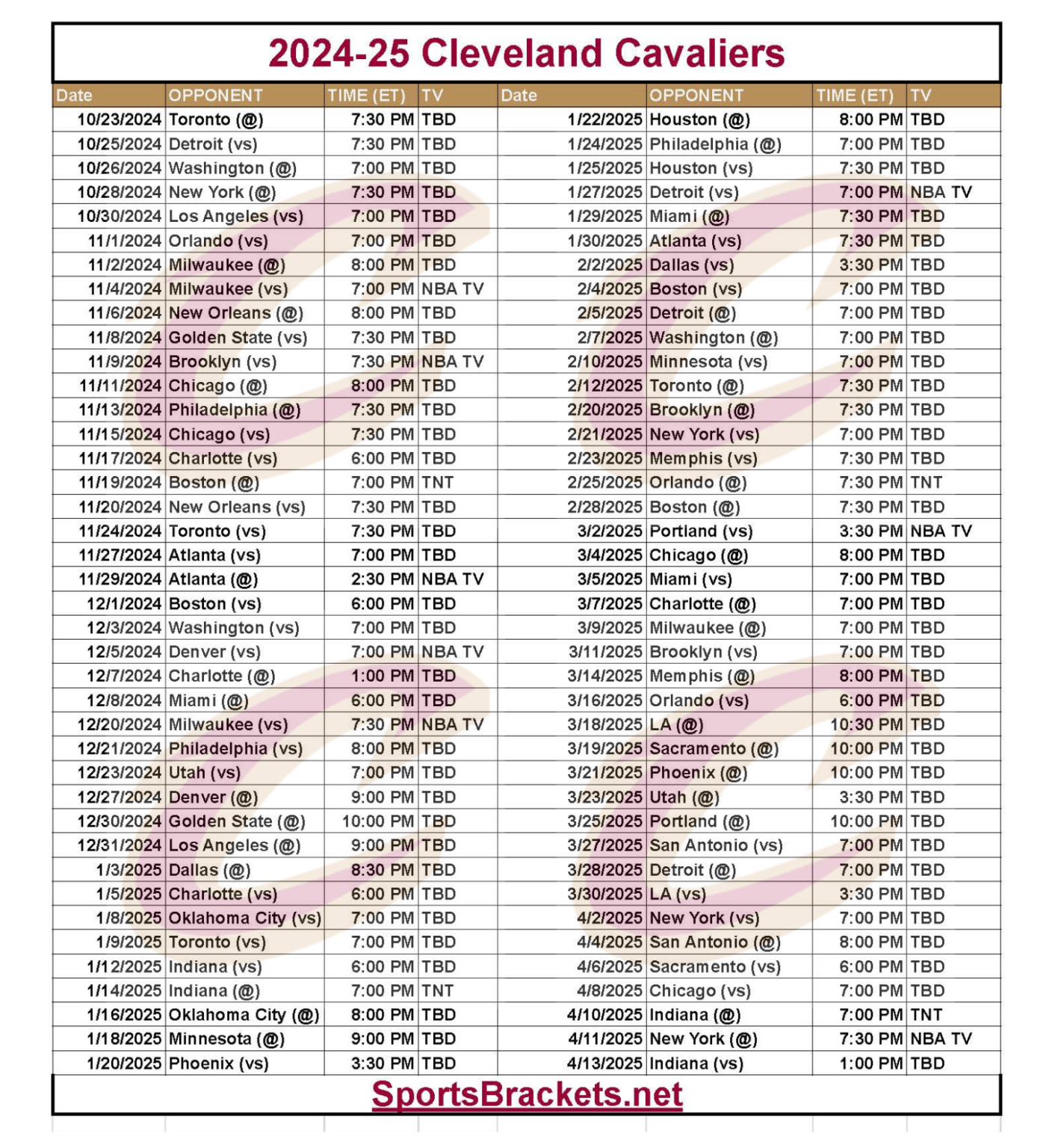 Printable 2024-25 LA Lakers Schedule; TV Broadcasts and Matchups - Sports Brackets