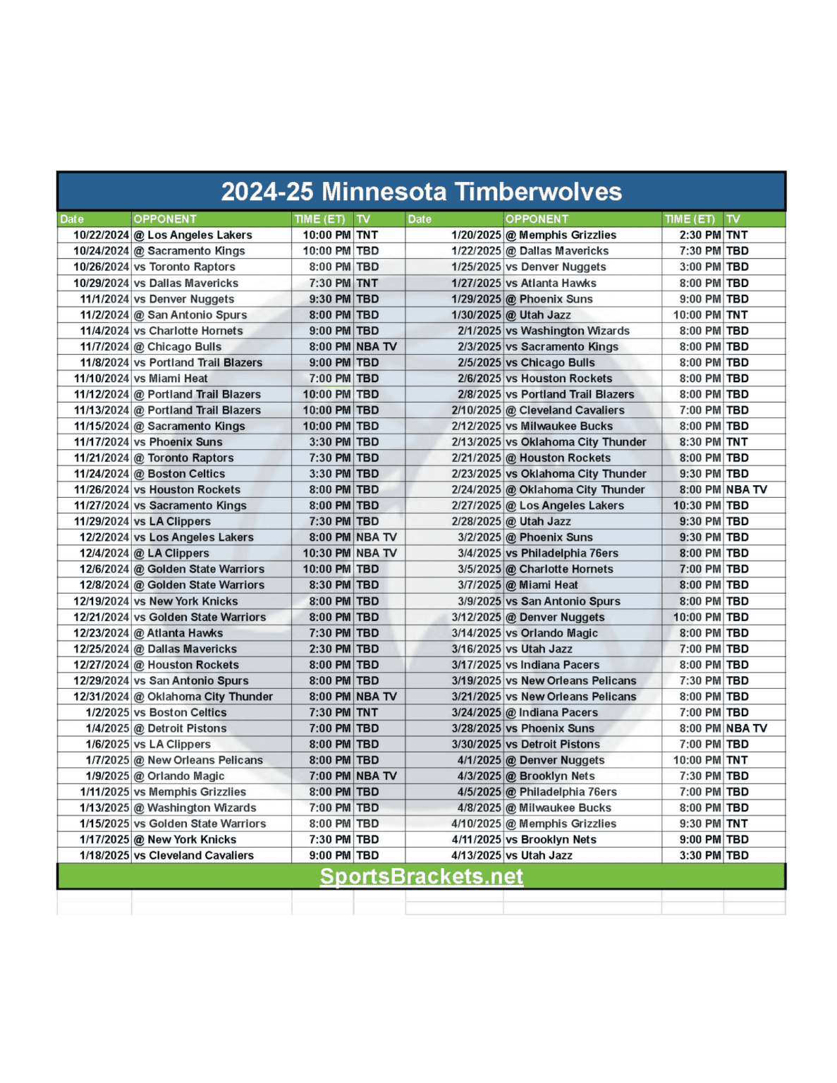 Printable 2025-26 San Antonio Spurs Schedule; TV Broadcasts and ...