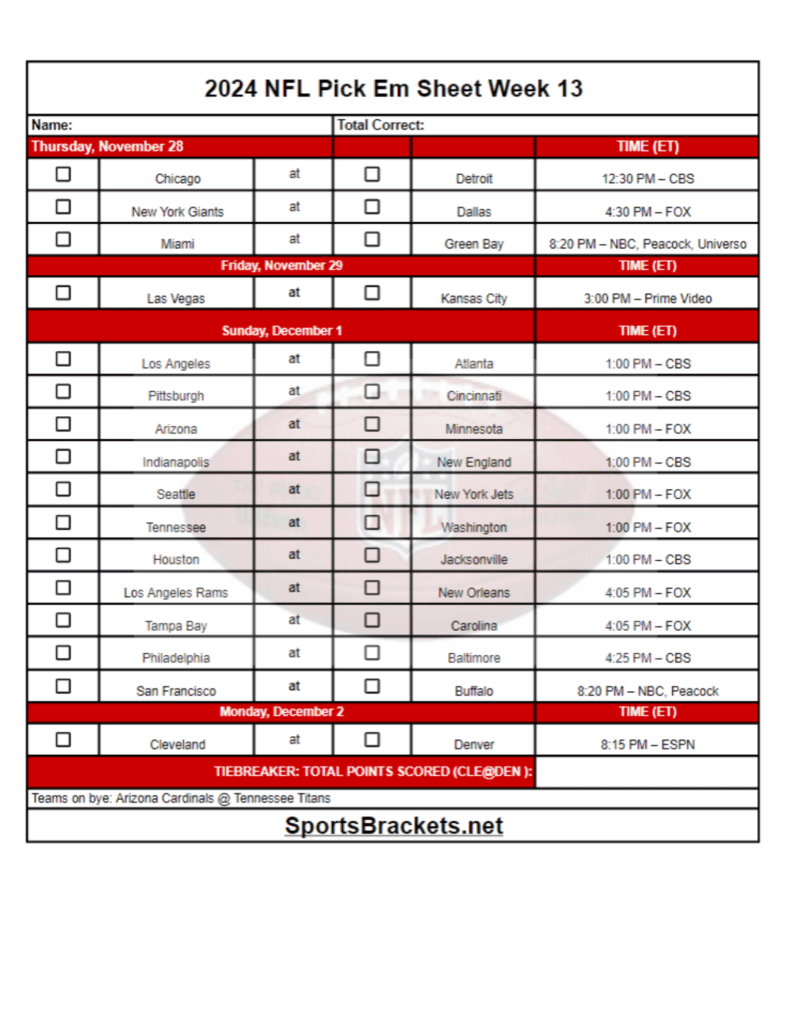 2026 NFL Schedule Grid: Printable Master Schedule and Key Dates ...