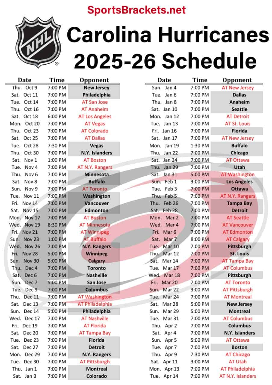 2025-26 New York Rangers Schedule; Printable, PDF Format - Sports Brackets