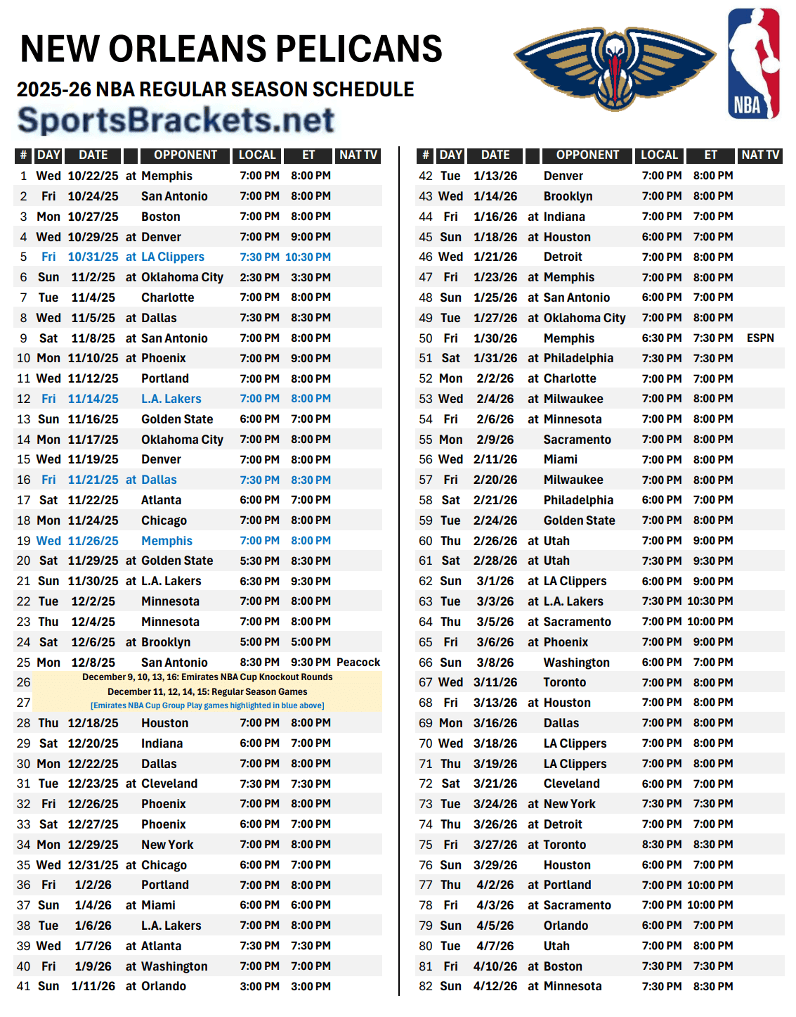 Printable 2025-26 Orlando Magic Schedule - Sports Brackets