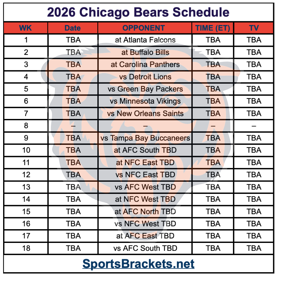 2026 Chicago Bears Schedule: Dates, Times & TV Channels - World Today ...