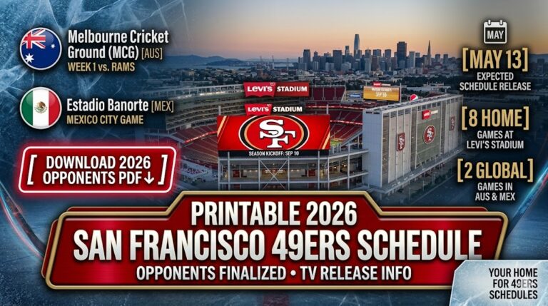 2026 San Francisco 49ers Schedule: Printable PDF, TV Times, and ...