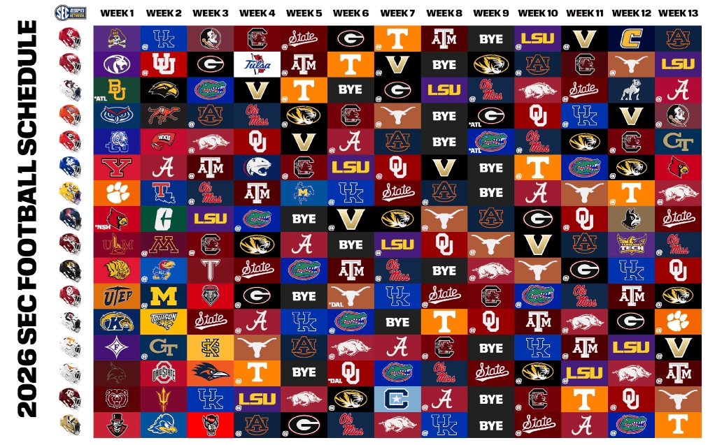 2026 SEC Football Schedule: Dates, Matchups & Printable Grid - World ...