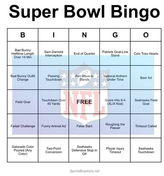 Super Bowl LX Bingo Card Generator 2026: Free Custom Patriots vs ...
