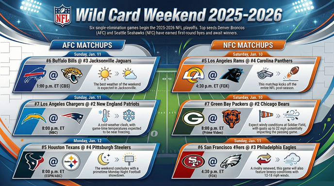 2026 NFL Wild Card Playoff Bracket: Final Matchups, Dates, Times, TV ...
