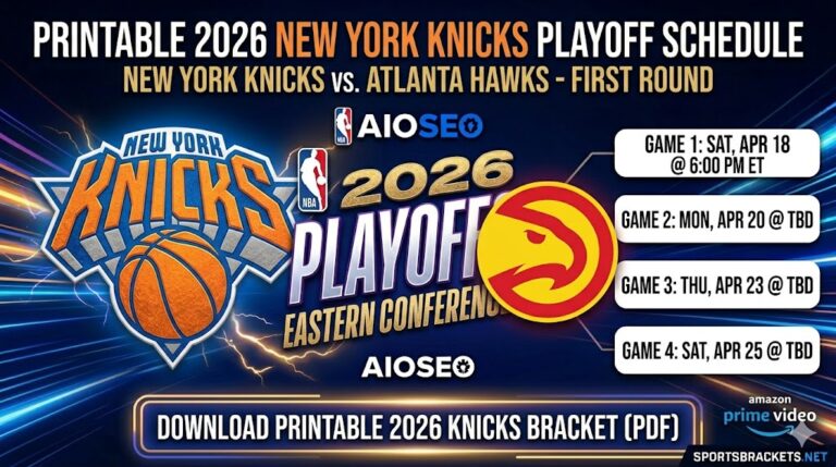 Printable 2026 New York Knicks Playoff Schedule: Dates, Times, and TV ...