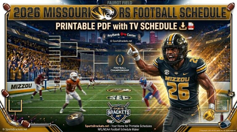 2026 Missouri Football Schedule, Printable PDF with TV Schedule ...