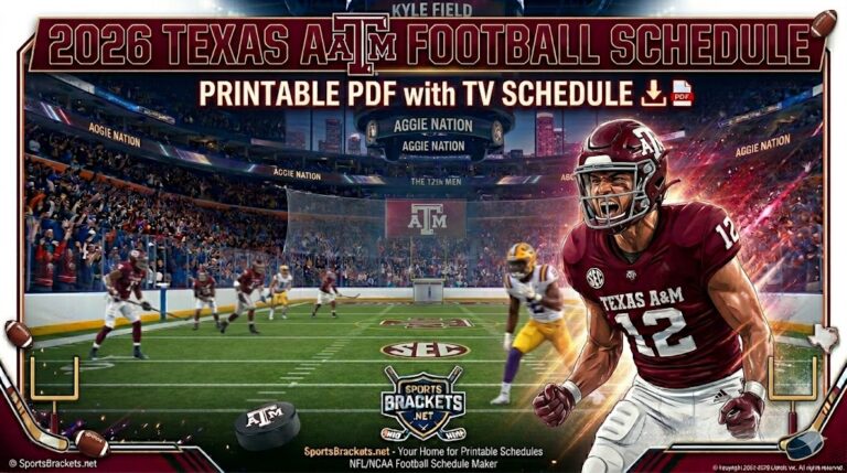 2026 Texas A&M Football Schedule, Printable PDF with TV Schedule ...