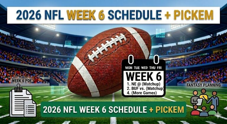 2026 Nfl Week 6 Schedule Printable Pickem Sheet Matchups And Tv