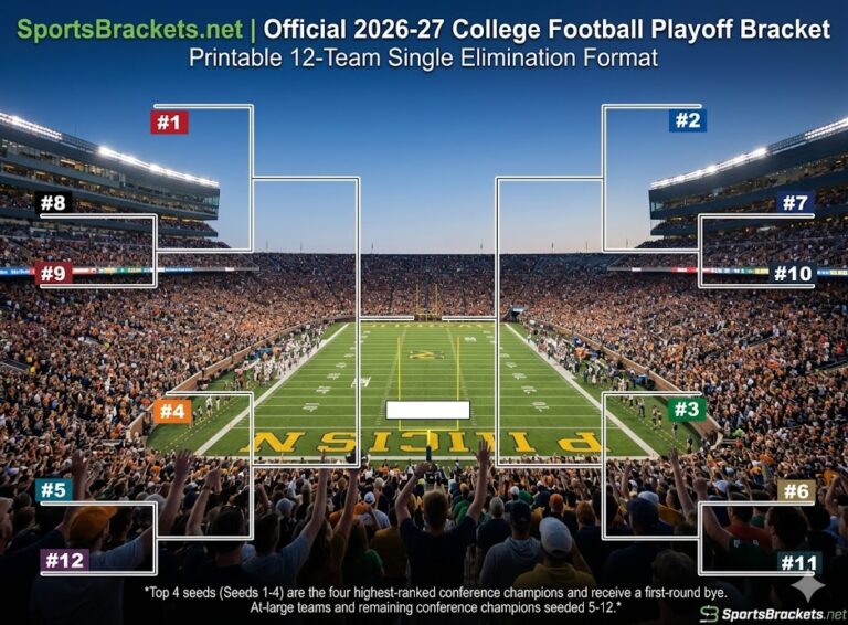 2026-27 College Football Playoff Schedule & 12-Team Bracket Sheet